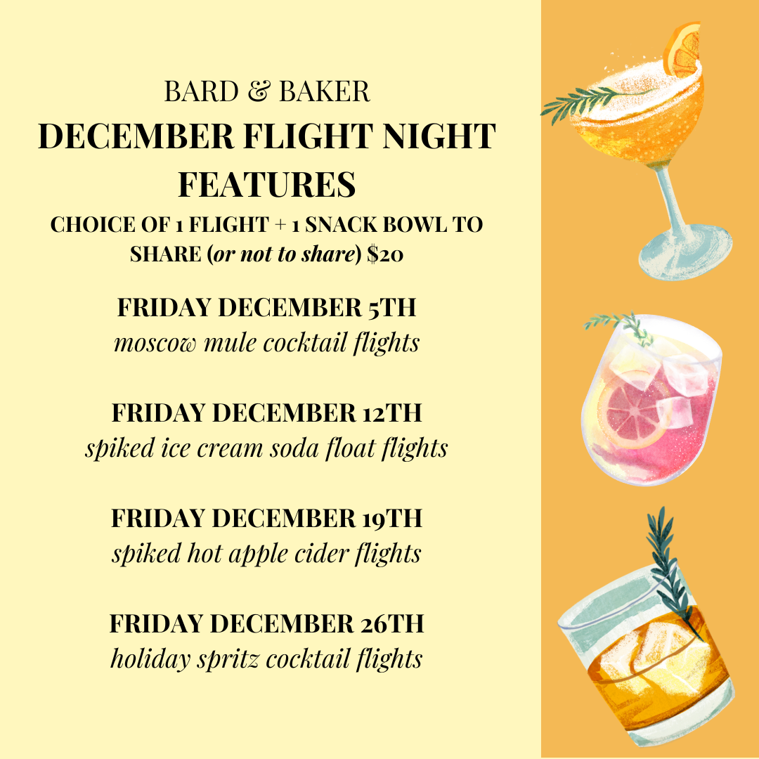 Flight Night Friday: Spiked Hot Apple Cider Cocktail Flights at Bard & Baker in Troy | Troy, NY ...