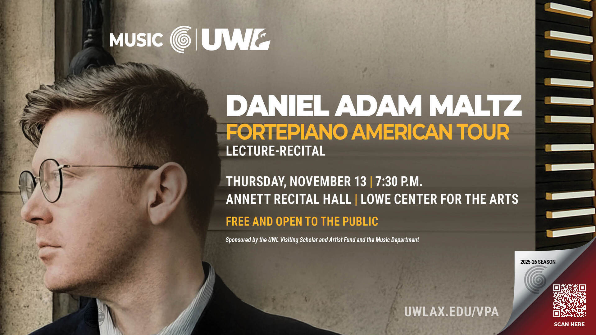 Daniel Adam Maltz Fortepiano American Tour | La Crosse, WI | Festivals.com